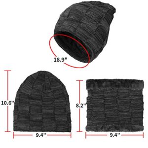 KRATARC Winter Warm Scarf Beanie Hat Glove Neck Gaiter Set Outdoor (Black)