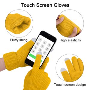 URATOT Winter Warm Sets Knitted Scarf Beanie Pompom Hat Touch Screen Gloves and Winter Ear Warmer Set for Men or Women