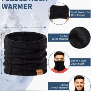 Mens Hat Scarf and Gloves Set Winter, Thick Thermal Fleece Lined Slouchy Beanie Neck Warmer Scarves Touchscreen Gloves, 3 in 1 Warm Set for Cold Weather(Black)