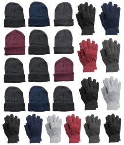 yacht & smith mens womens hats and gloves set, winter bulk wholesale sets