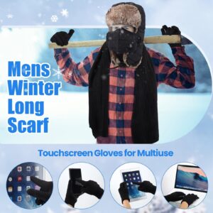 Panitay 4 Pcs Winter Trapper Hat Long Scarf Touchscreen Gloves Warmer Socks Trapper Hat Gloves Hunting Hat with Mask Ear Flaps Mens Touchscreen Gloves Men Heavy Thick Wool Socks Winter Scarf