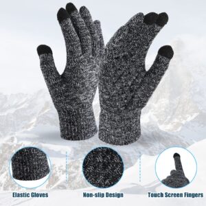 6 Pcs Winter Knit Balaclava Hat Anti Slip Touch Screen Mittens Set Winter Knitted Balaclava Beanie Knitted Winter Hat Thermal Winter Gloves for Men Women Outdoor Sports