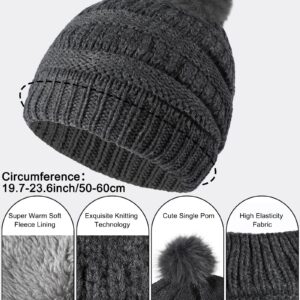 Suhine 8 Pcs Winter Beanie Hat and Gloves Set for Women Pompom Beanie Hat Fleece Lined Hats with Women Touchscreen Gloves, 4 Colors