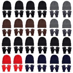 48 pcs winter beanies and gloves bulk unisex hat and gloves for homeless men women warm winter gift with 24 greeting cards