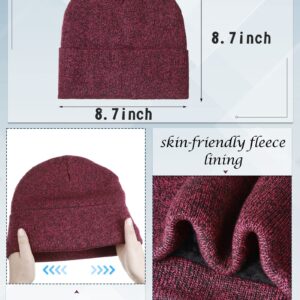 SATINIOR 6 Pieces Winter Warm Knit Beanie Hat Touchscreen Gloves Scarf Set Fleece Lining Skull Caps Neck Scarves, Navy Blue, Wine Red, One Size