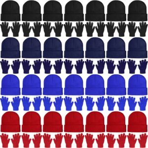 satinior 56 pieces bulk winter hats winter beanies touchscreen gloves combo pack, bulk pack for men women, medium