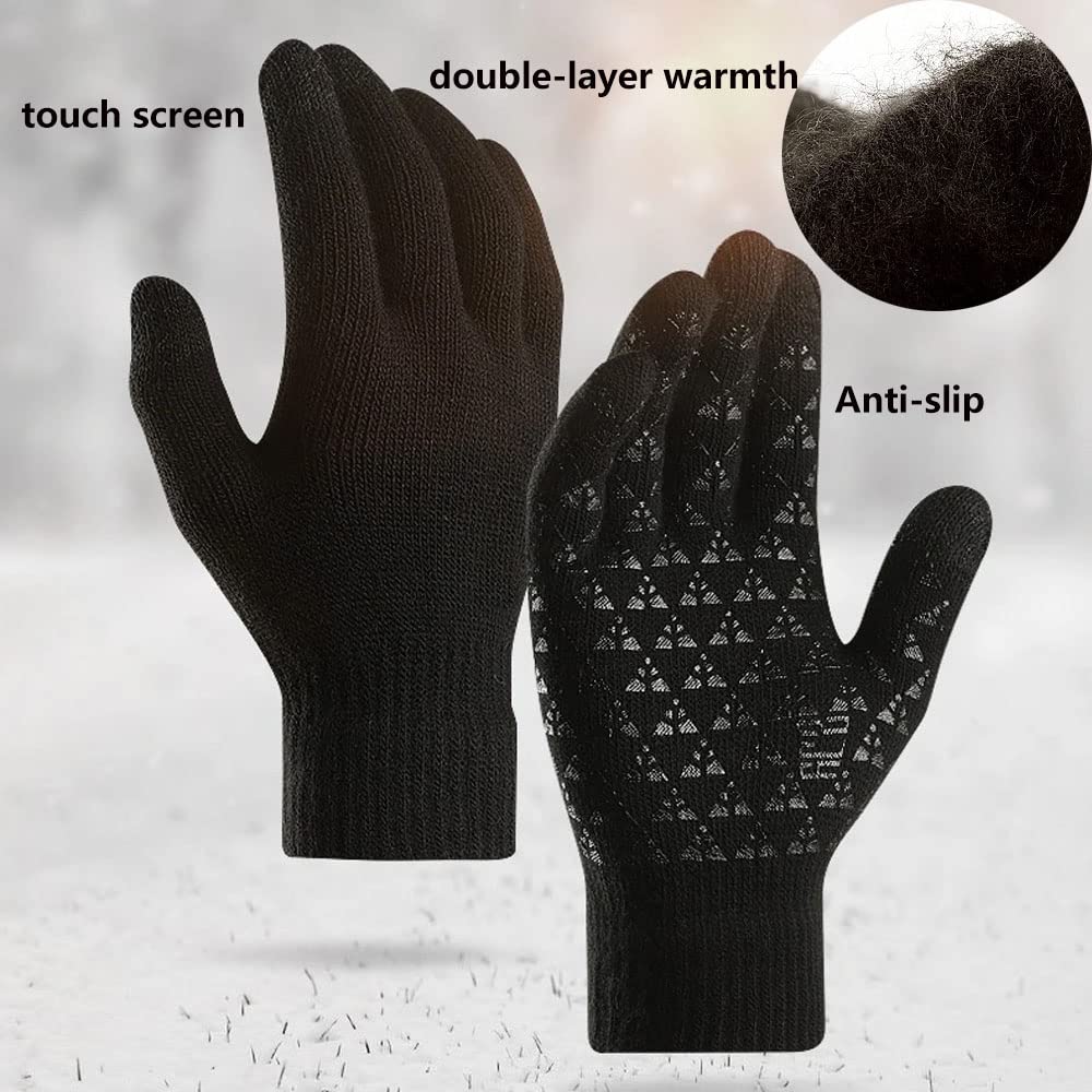 Winter Beanie Hat Scarf Gloves Set for Men, Winter Knit Hat, Neck Warmer, Touchscreen Gloves,Outdoor Earmuffs for Men Women