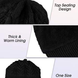 URATOT 4 Pack Winter Knitted Set Thick Knitted Beanie Hat Scarf Gloves Ear Warmer for Men or Women