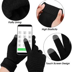 URATOT 4 Pack Winter Knitted Set Thick Knitted Beanie Hat Scarf Gloves Ear Warmer for Men or Women