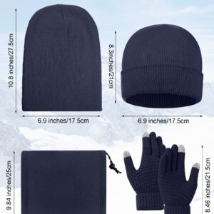 Liitrsh 12 Pcs Winter Beanie Hat Scarf Touchscreen Gloves Set Skull Cap Knit Fleece Neck Warmer Touch Screen Mittens for Women Men (Classic Colors)