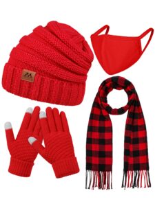 motarto winter warm set knitted beanie, scarf, touchscreen gloves, warm cover cold weather gear for men and women