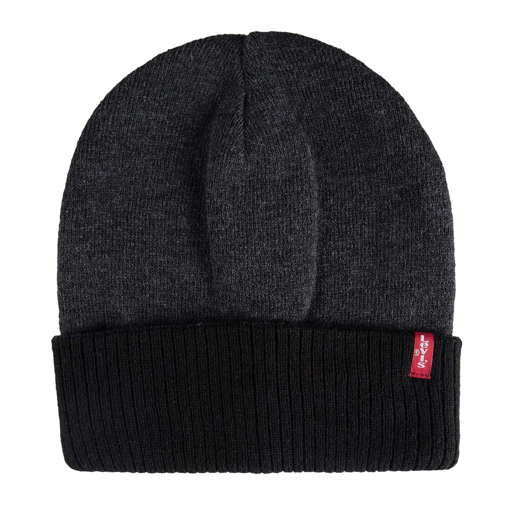 Levi's Men's Reversible Beanie with Fingerless Gloves Set, Charcoal/Black, One Size