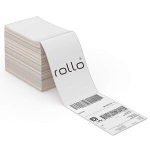 rollo direct thermal shipping labels - pack of 500 4x6 thermal labels fanfold - perforated and strong adhesive (commercial grade)