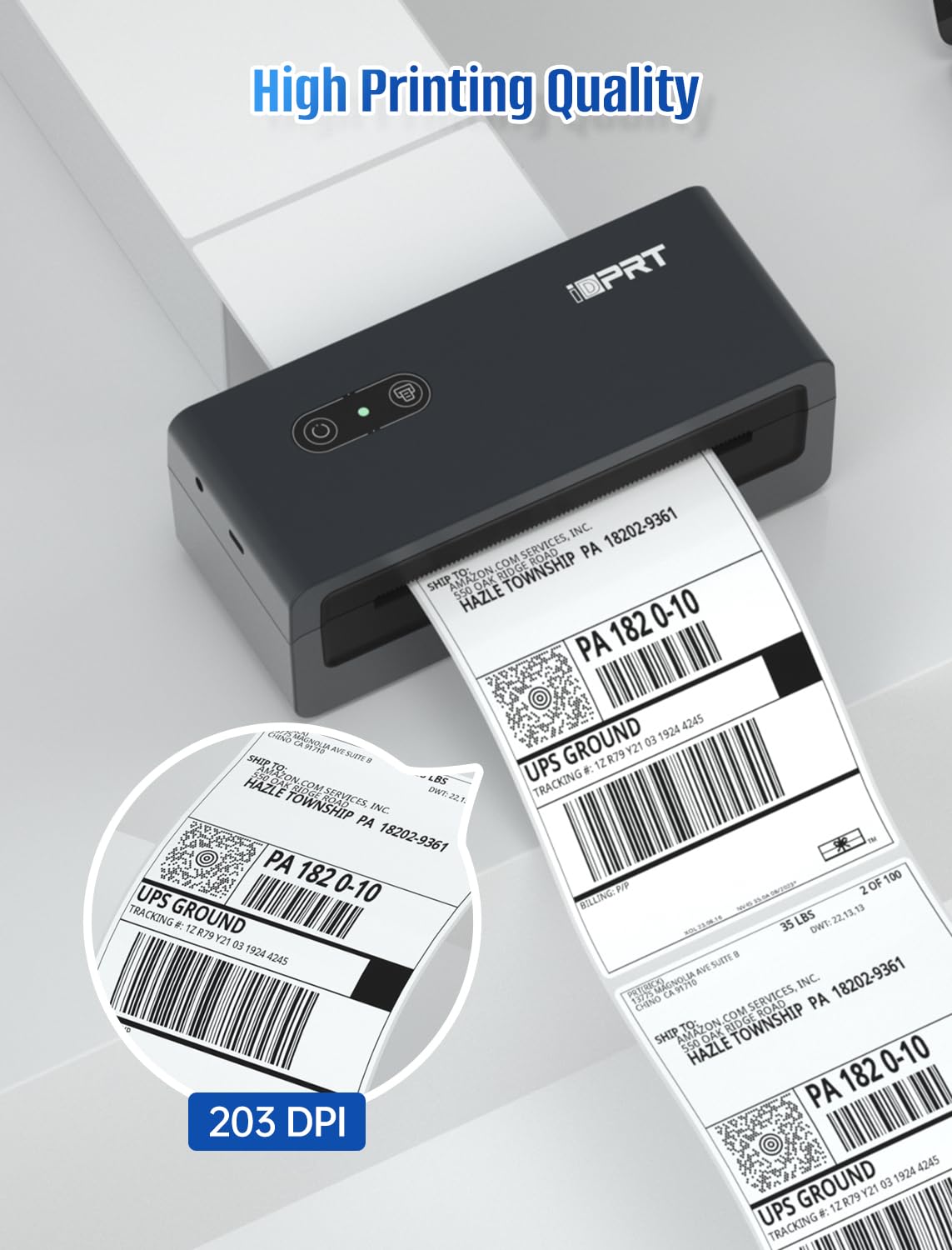 iDPRT Bluetooth Thermal Label Printer for Phone via APP, 4X6 Shipping Label Printer for Small Business and Shipping Package, Support USB for Windows, Mac, Used for Amazon, Shopify, Ebay, UPS, USPS