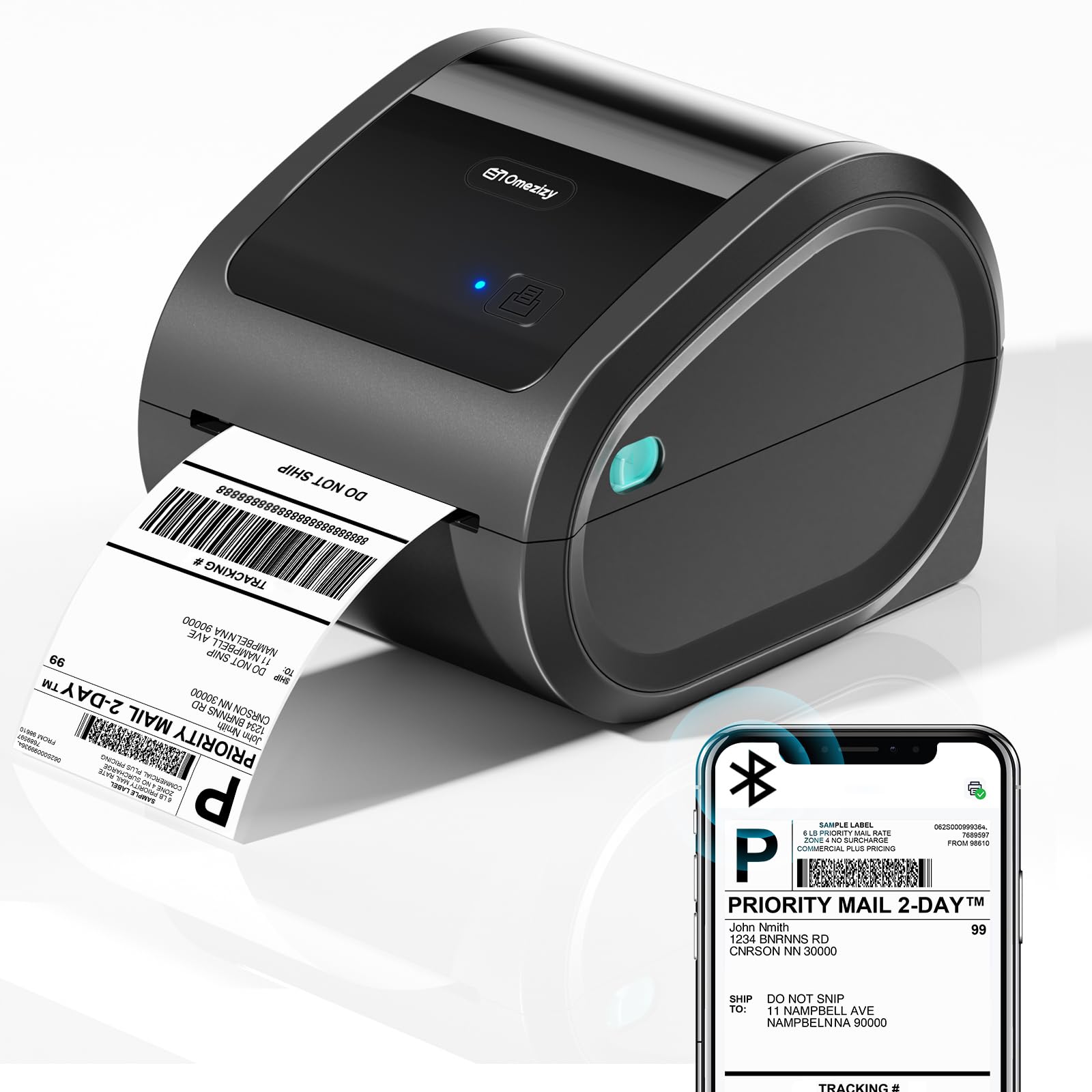 Omezizy Bluetooth Thermal Label Printer 4x6 - D520BT Thermal Shipping Label Printer for Small Business, Wireless Label Printer for Shipping Packages, Compatible with USPS, Shopify, Amazon