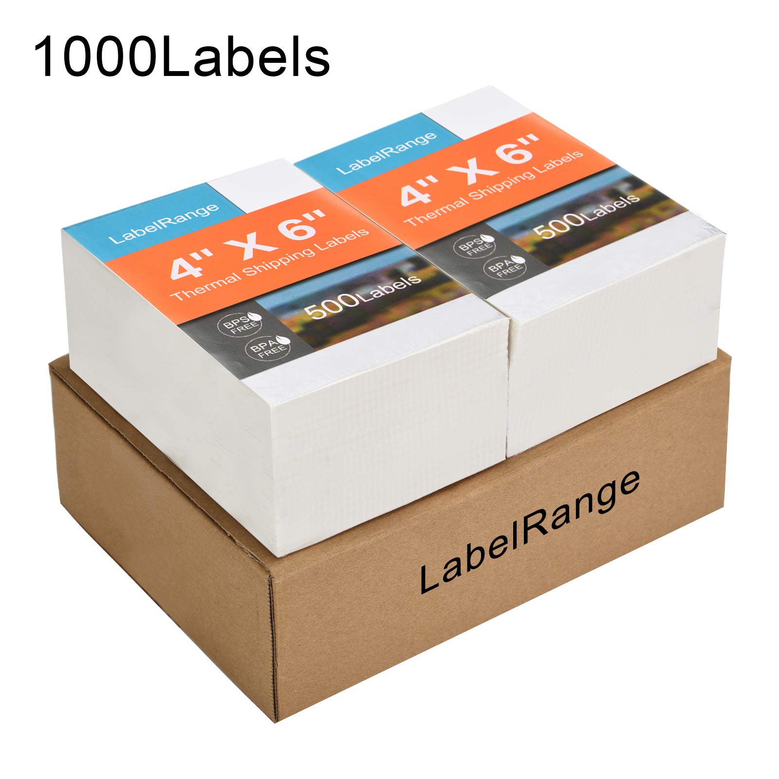 LabelRange 4''X6'' Direct Thermal Shipping Labels (1000 4x6 Fan-fold Labels) - Permanent Adhesive Postage Labels - Commercial Grade - LabelRange/Rollo/Munbyn Compatible