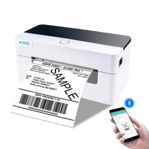 vretti bluetooth thermal label printer, 4x6 shipping label printer for shipping packages & small business, wireless label printer compatible with iphone android window mac usps ups amazon