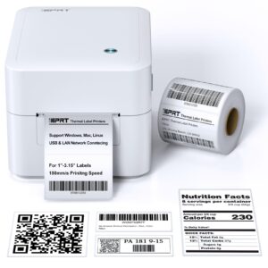 idprt label maker - 3 inch thermal printer for small business, print variety of label types via usb or lan network connectivity, barcode printer for warehouse, office, market, support multi systems