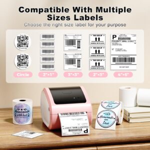 COLORWING Thermal Shipping Label Printer,D520 Bluetooth Thermal Label Printer for Small Business 4x6, Wireless Label Printer with A Label Bin Compatible with USPS,Amazon,Ebay,Etsy,Etc.(Pink)