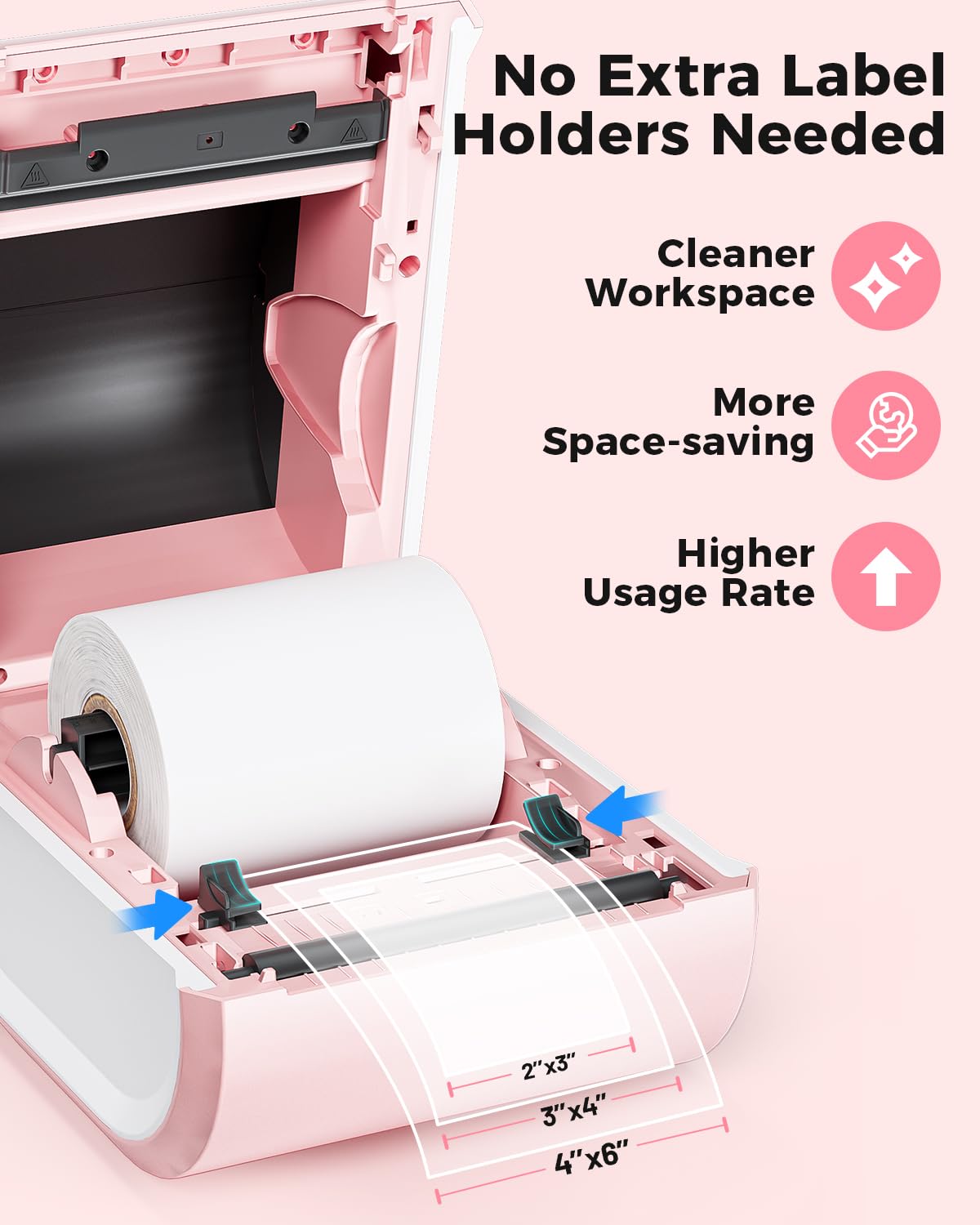 COLORWING Thermal Shipping Label Printer,D520 Bluetooth Thermal Label Printer for Small Business 4x6, Wireless Label Printer with A Label Bin Compatible with USPS,Amazon,Ebay,Etsy,Etc.(Pink)