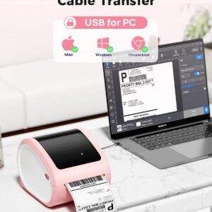 COLORWING Thermal Shipping Label Printer,D520 Bluetooth Thermal Label Printer for Small Business 4x6, Wireless Label Printer with A Label Bin Compatible with USPS,Amazon,Ebay,Etsy,Etc.(Pink)