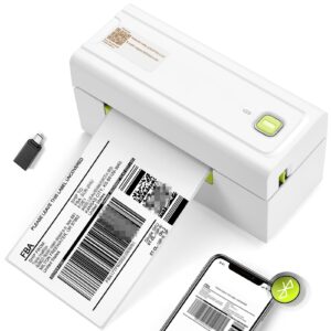 sunthin thermal shipping label printer, fast, inkless, wireless 4x6 shipping label printer, support android, iphone and windows, widely used for amazon, ebay, shopify, etsy, usps (white)