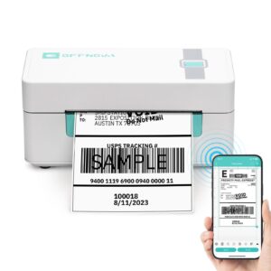 offnova shipping label printer, bluetooth thermal label printer 4x6 for small business and shipping packages, supports windows mac ios android, works with usps ebay shopify etsy