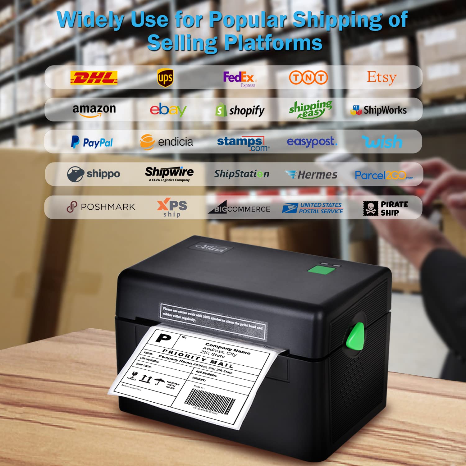 Artestia Thermal Label Printer 4x6 Label Printer for Shipping Packages,Commercial Thermal Label Maker, Compatible with Amazon, Ebay, Etsy, Shopify, FedEx, etc, Support Windows and Mac