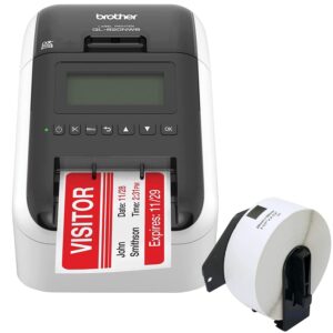 brother ql-820nwb professional label printer, white - wifi, ethernet and bluetooth connectivity - ultra flexible, 110 labels per minute, 300 x 600 dpi, auto cut, includes 1 roll of 400 address labels