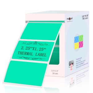 parlaim 2.25 x 1.25 inch thermal sticker labels, 1000pcs commercial grade square aqua direct thermal printing paper compatible with munbyn & rollo & zebra desktop printers