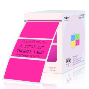 parlaim rectangle thermal sticker labels, 1000pcs commercial grade square direct thermal printer labels for address shipping label,upc qr code, name tag, price sticker (fluorescent pink)