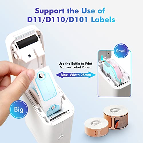 Binardat 1 Inch Label Maker Machine with Tape,15-25MM Portable Thermal Bluetooth D101 Printer for IOS/Android APP, with Multiple Fonts, Emojis, Symbols, Easy to Print Name, Address, Barcode Labels