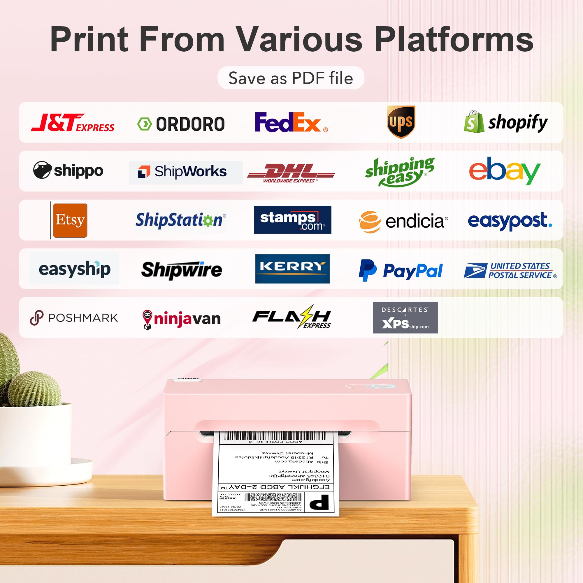 SWIFINT Thermal Shipping Label Printer with 4"x6" Direct Thermal Shipping Labels,500 pcs, Compatibel with Android, iPhone and Windows, Widely Used for Amazon, Ebay, Shopify