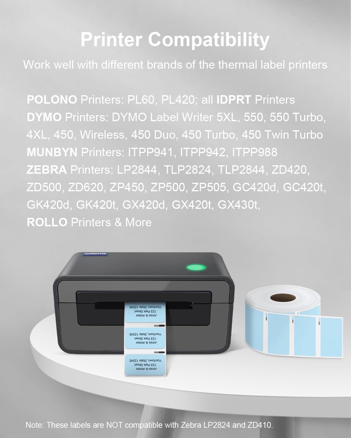 TESSO Thermal Label Maker Tape Adapted P10 Label Maker, Standard Laminated Office Labeling, 15mmx40mm/0.5x1.57inch, P10 Thermal Printing Label Paper (180 Labels/Roll,Blue)