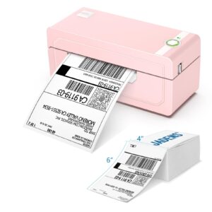 jadens pink bluetooth thermal label printer & 1pack thermal labels