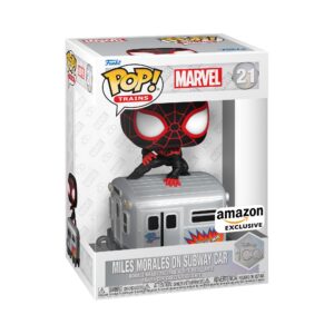 funko pop! trains: d100 - marvel, miles morales on subway car, amazon exclusive