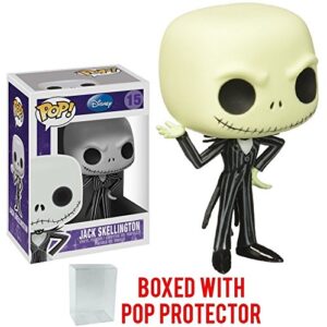 Funko POP Disney: The Nightmare Before Christmas - Jack Skellington Pop! Vinyl Figure (Bundled with Compatible Pop Box Protector Case), Multicolor, 3.75 inches