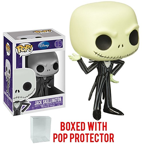 Funko POP Disney: The Nightmare Before Christmas - Jack Skellington Pop! Vinyl Figure (Bundled with Compatible Pop Box Protector Case), Multicolor, 3.75 inches