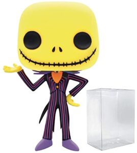 pop disney: the nightmare before christmas - jack skellington (blacklight) funko vinyl figure (bundled with compatible box protector case) multicolored 3.75 inches