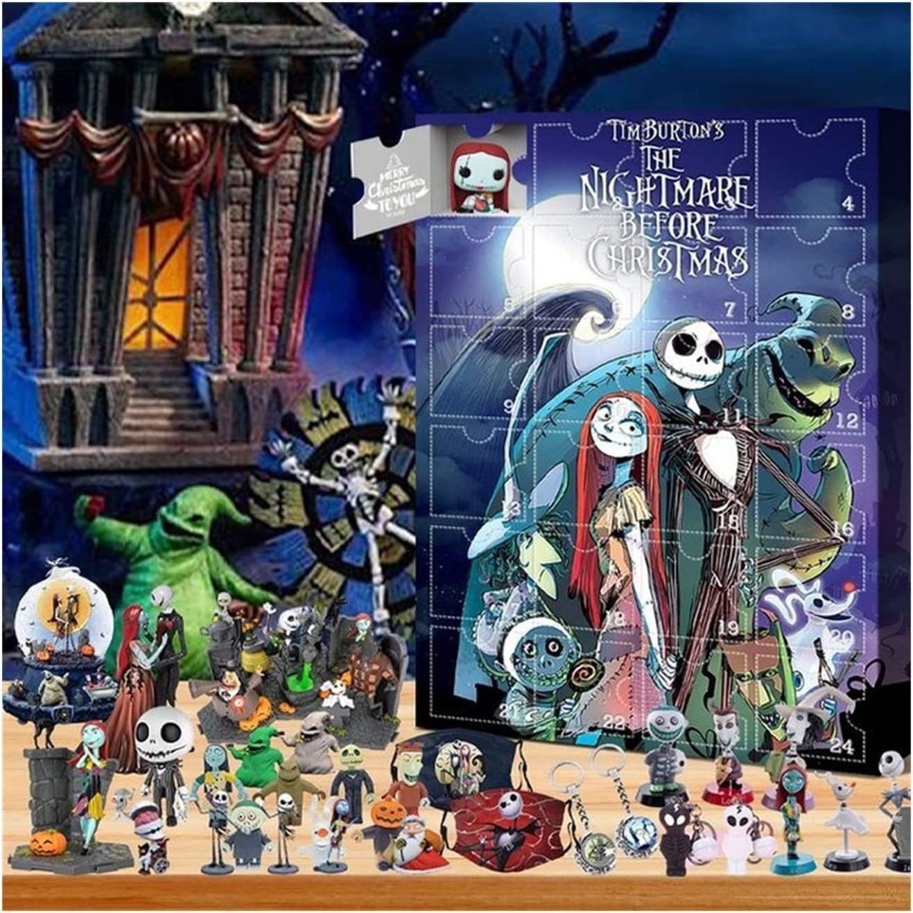 Halloween Advent Calendar 2024, Halloween Horror Figures Advent Calendar, 24Pcs Halloween Countdown Calendar with Surprise Toys, Scary Halloween Doll Collectible Figures Gift (B)