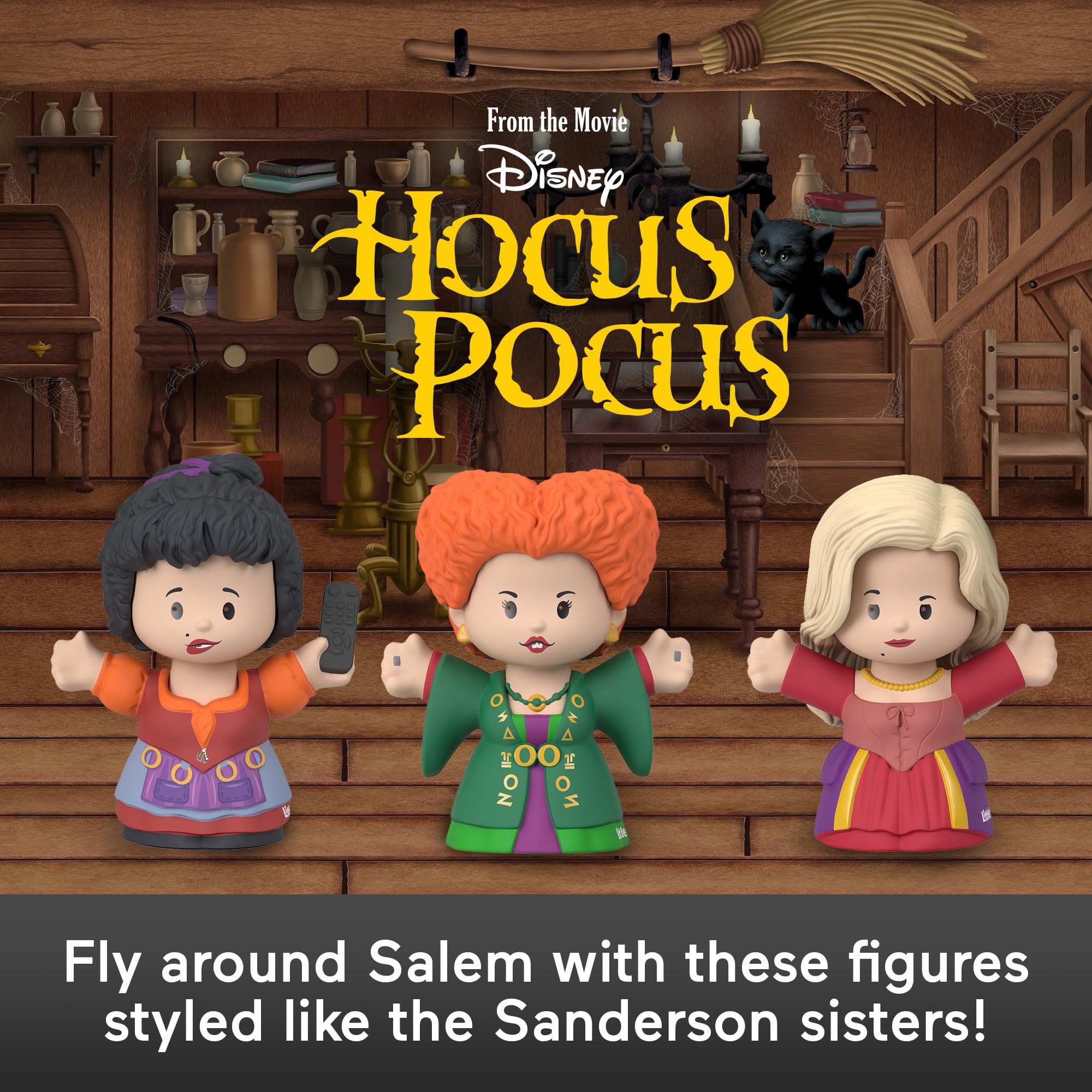 ​Little People Collector Disney Hocus Pocus Figure Set with Winifred Sarah and Mary Sanderson in a Display Gift Box for Fans