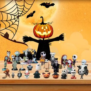 Halloween Advent Calendar Contains 24 Gifts Dolls, 2024 Halloween Thanksgiving Horror Figures Advent Calendar, Christmas Countdown Calendar with Collectible Figures Toys (A)