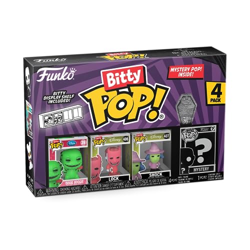 Funko Bitty Pop! The Nightmare Before Christmas Mini Collectible Toys 4-Pack - Oogie Boogie, Lock, Shock & Mystery Chase Figure (Styles May Vary)