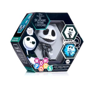 wow! pods jack skellington - the nightmare before christmas | official disney classic light-up bobble-head figure | collectables, toys & gifts | number 178 in series, black and white