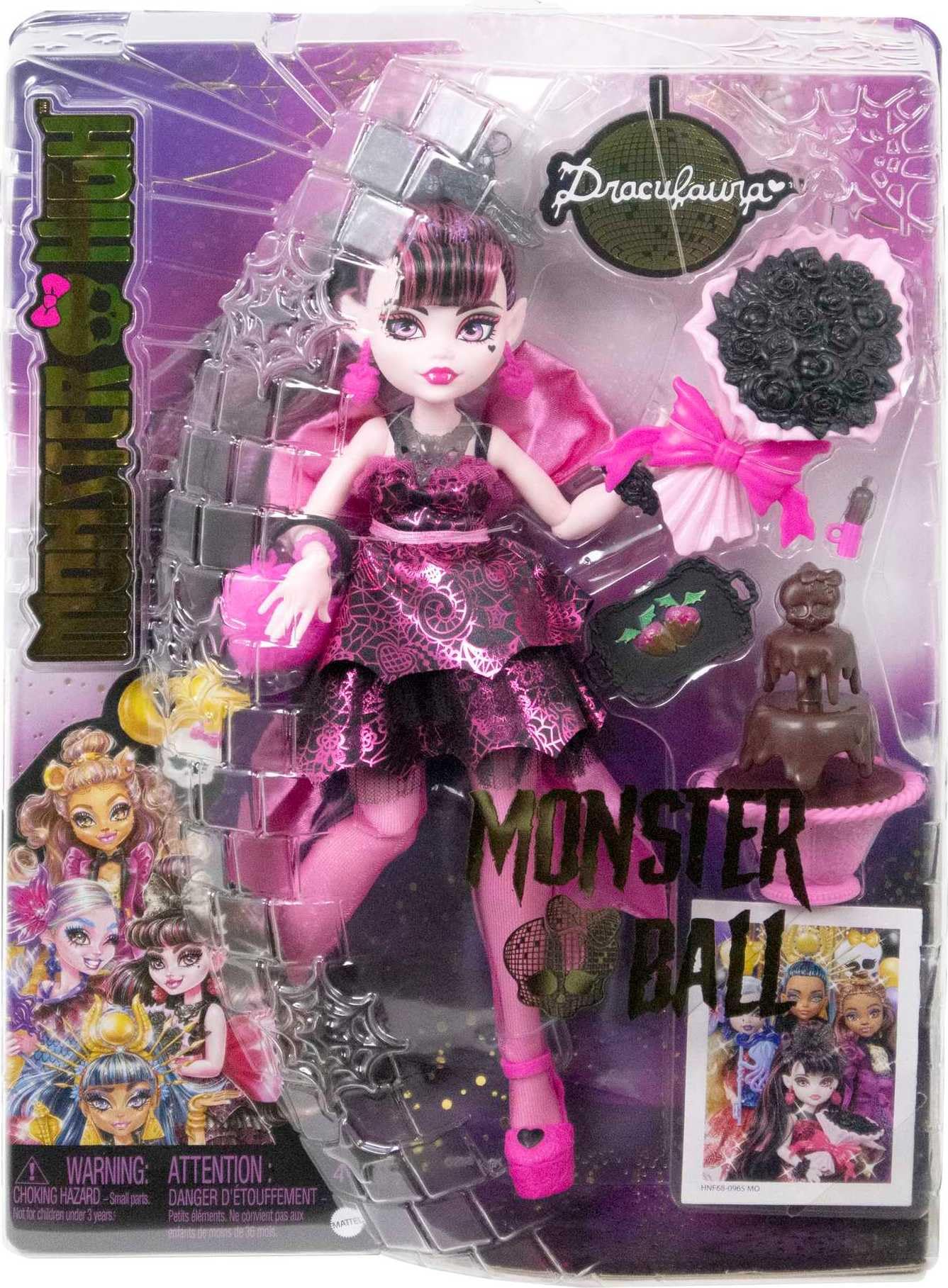 Monster High Monster Ball Doll, Draculaura in Party Dress with Themed Accessories Including Chocolate Fountain