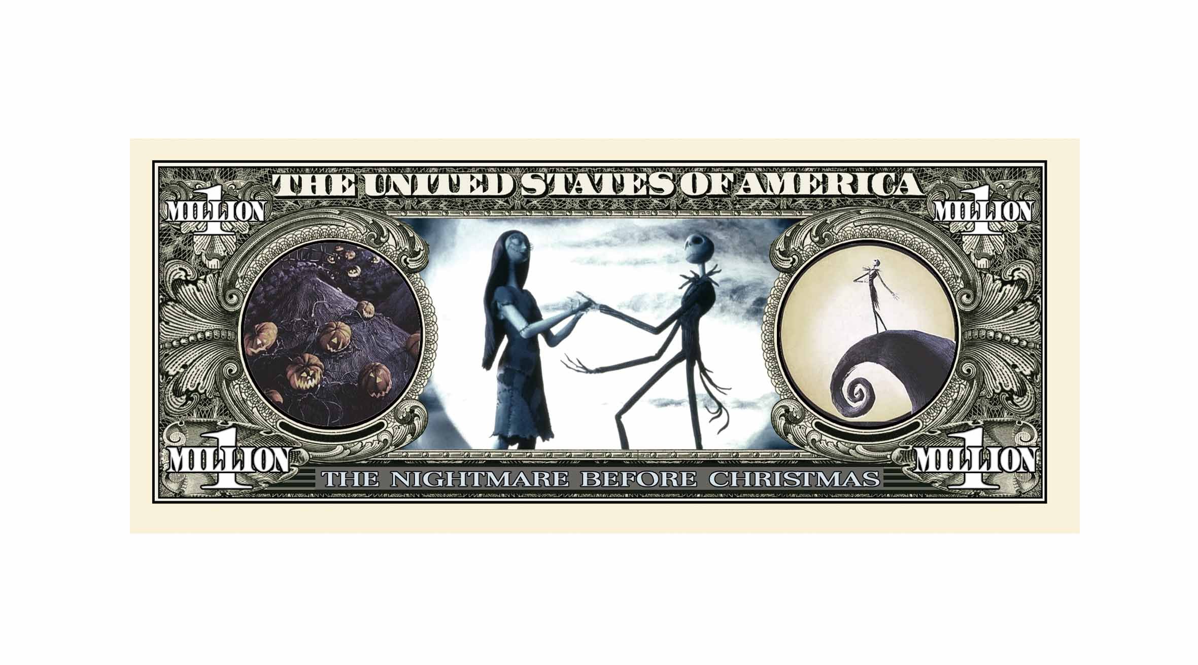 Nightmare Before Christmas Million Dollar Bill - Pack of 5 - Limited Edition Collectible Bill - Jack Skellington - Pumpkin King