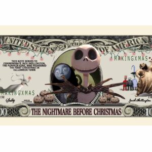 Nightmare Before Christmas Million Dollar Bill - Pack of 5 - Limited Edition Collectible Bill - Jack Skellington - Pumpkin King