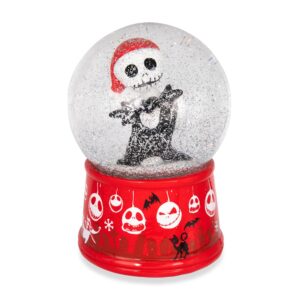 disney the nightmare before christmas santa jack skellington 6-inch light-up snow globe with swirling glitter display piece keepsake | home decor for kids room essentials | tim burton