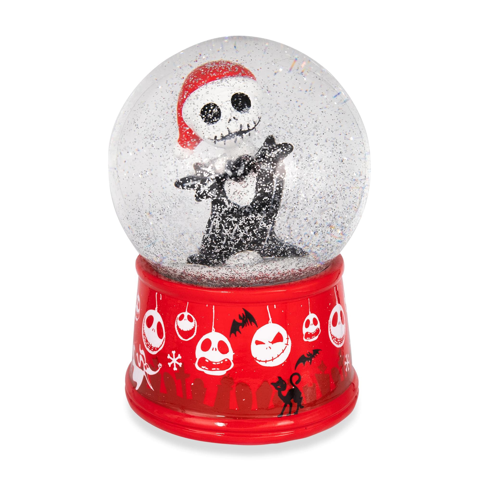 Disney The Nightmare Before Christmas Santa Jack Skellington 6-Inch Light-Up Snow Globe with Swirling Glitter Display Piece Keepsake | Home Decor for Kids Room Essentials | Tim Burton