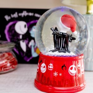 Disney The Nightmare Before Christmas Santa Jack Skellington 6-Inch Light-Up Snow Globe with Swirling Glitter Display Piece Keepsake | Home Decor for Kids Room Essentials | Tim Burton